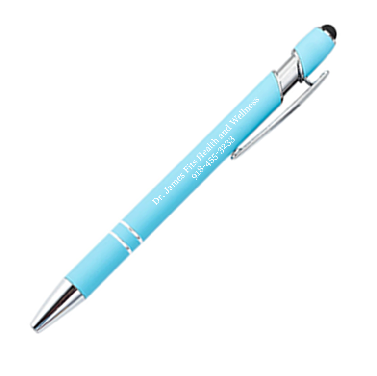 Cyan Metal Soft Touch Pens