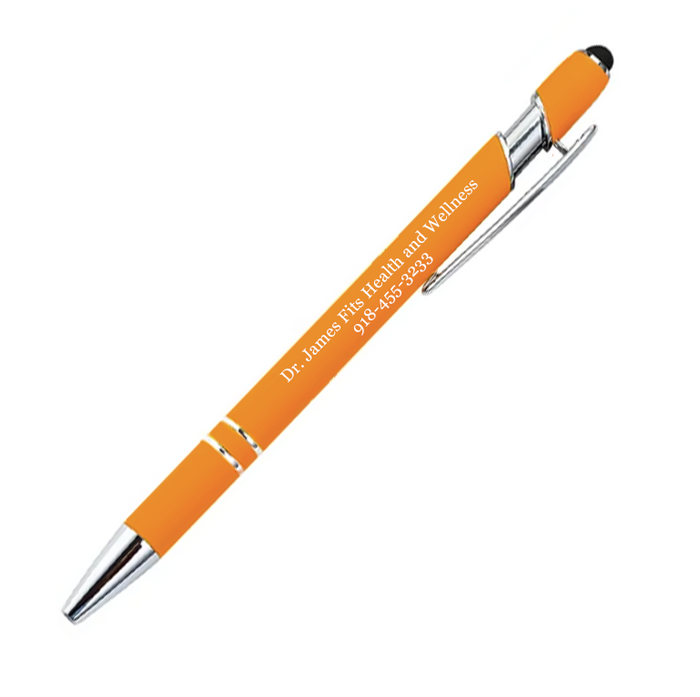 Neon Orange Metal Soft Touch Pens